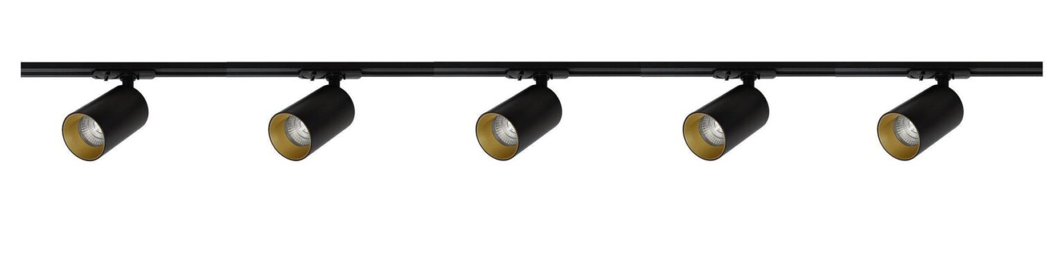 Oz spotskinne 4 spotter 2 meter - Sort/Gull - Th Thormodsen Jr AS